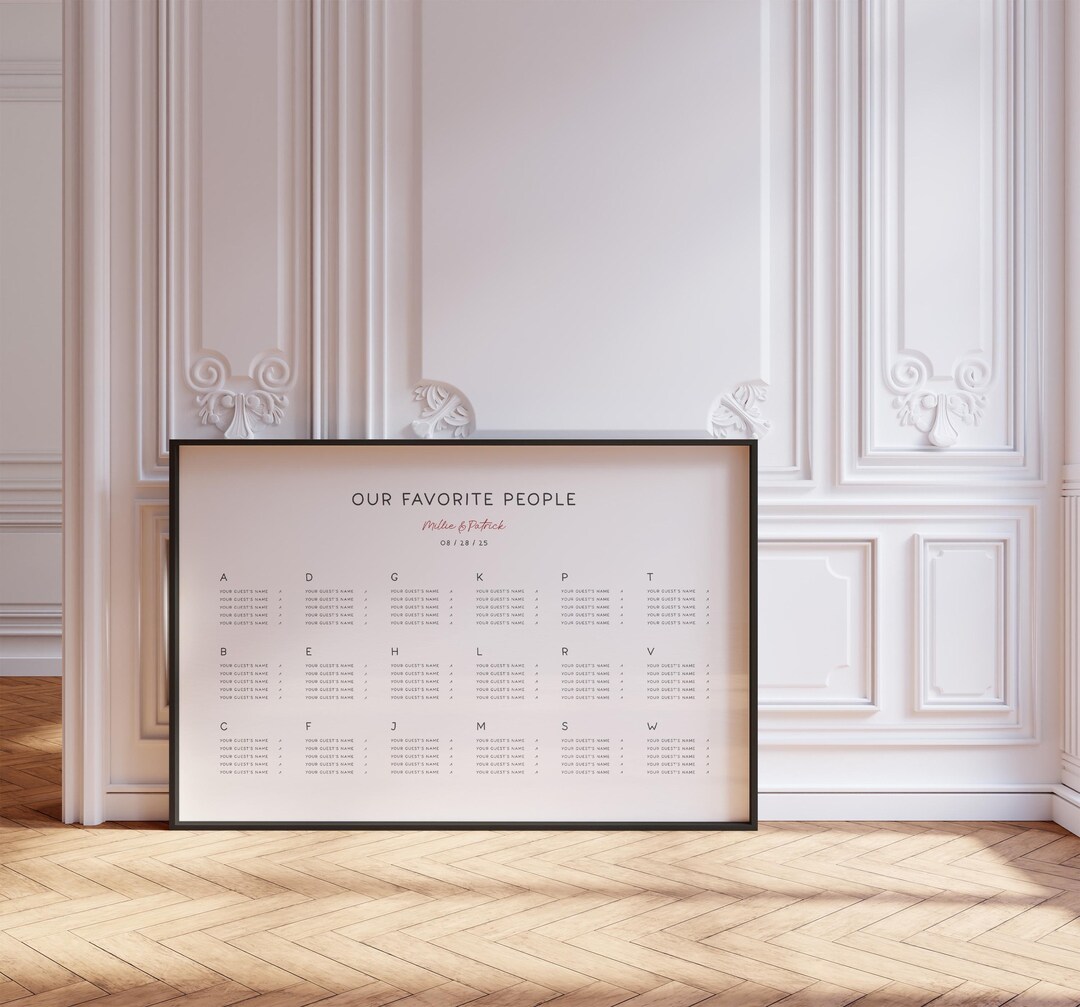 Modern Wedding Seating Chart Template, Alphabetical Seating Chart ...