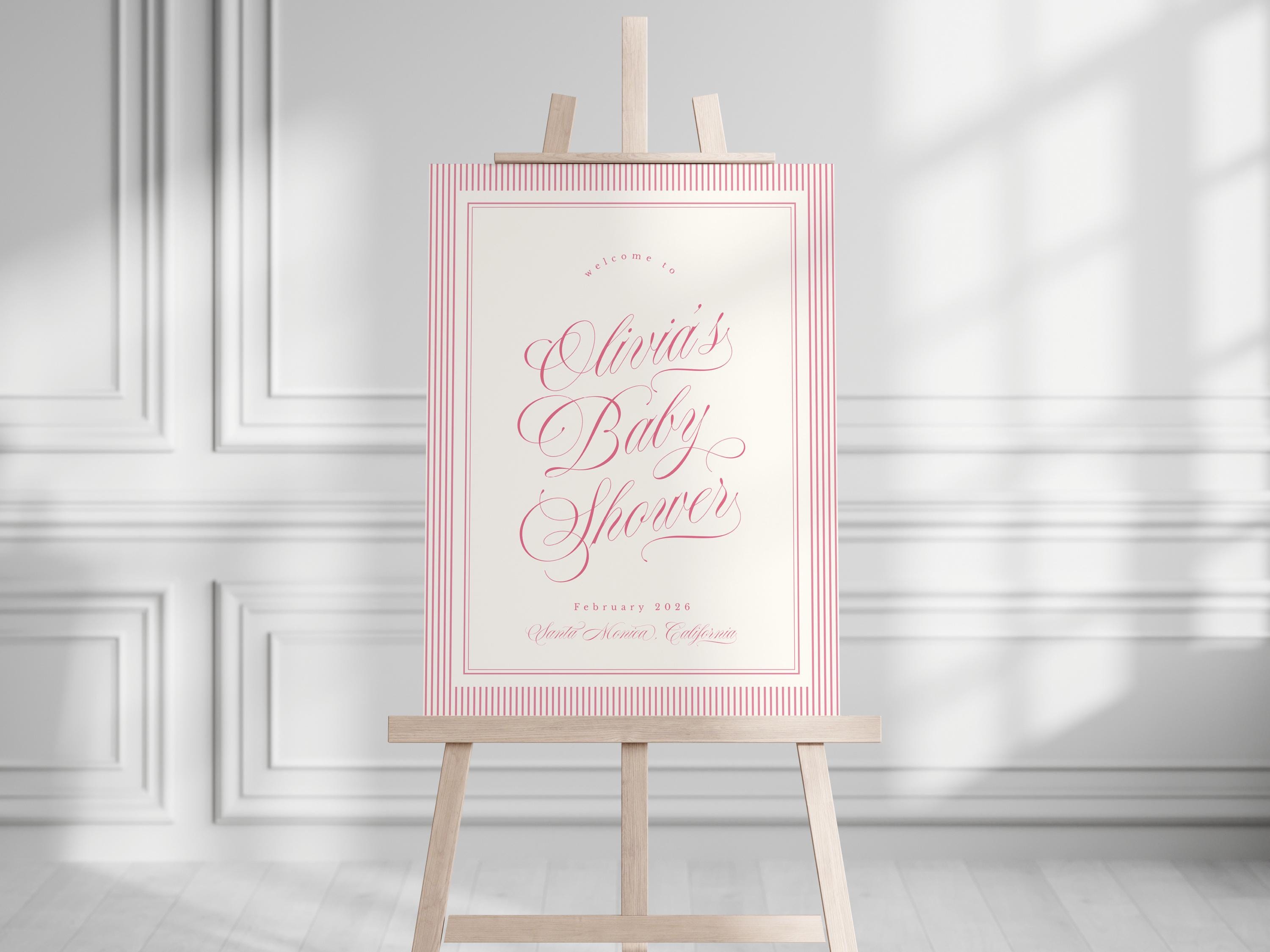 Baby Shower Welcome Sign Template, Modern Retro Baby Shower Signage ...