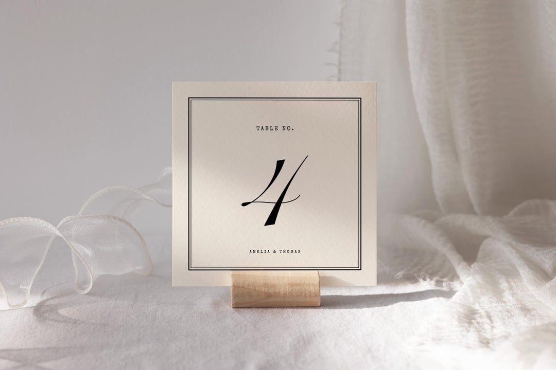 Retro Wedding Table Number Template, Modern Vintage Table Number ...