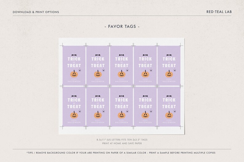 Halloween Favor Tag Template, Trick or Treat Gift Tag Editable ...
