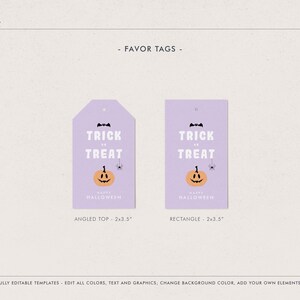 Halloween Favor Tag Template, Trick or Treat Gift Tag Editable ...