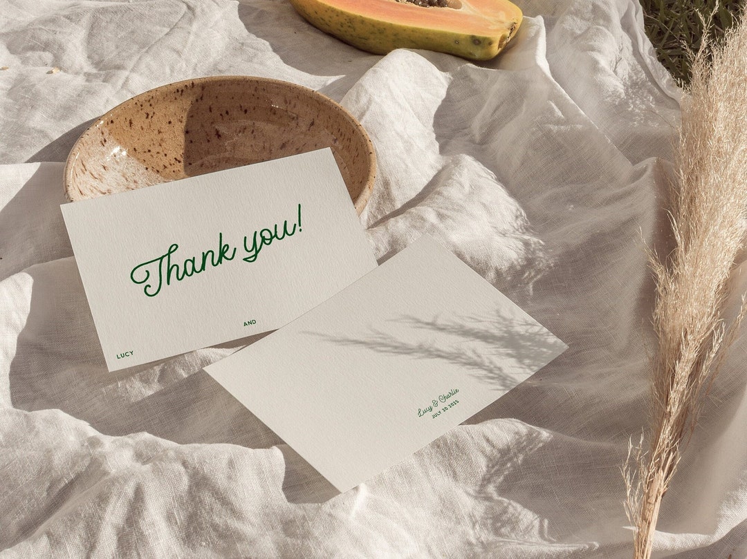 Modern Wedding Thank You Card Template, Retro Wedding Thank You Card ...