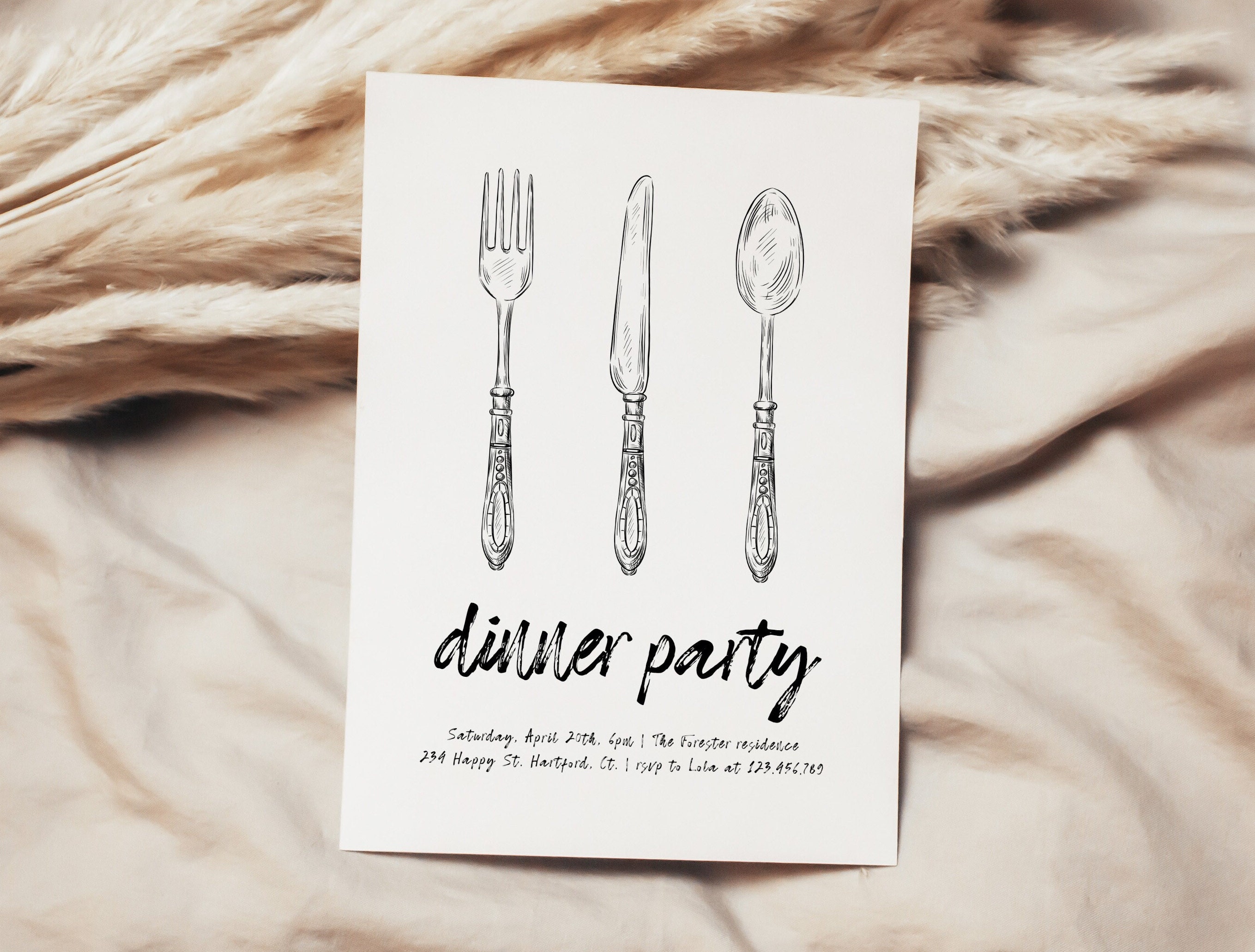Dinner Party Invitation Template, Dinner Party Digital Invitation ...