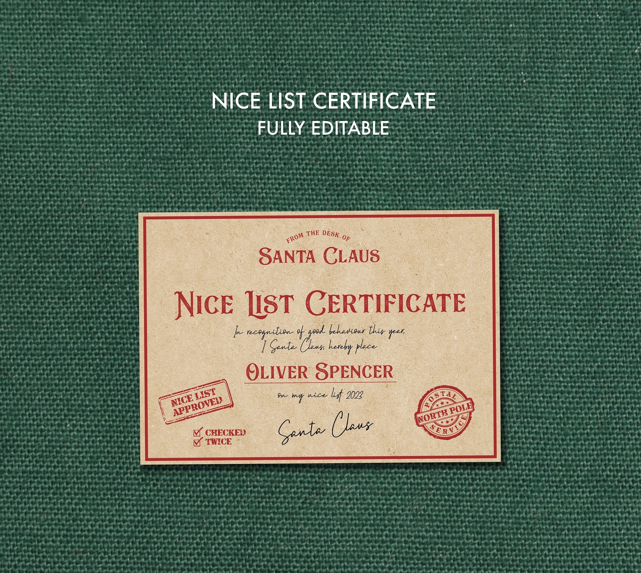 Personalized Letter From Santa Printable, Santa Letter, Certificate ...