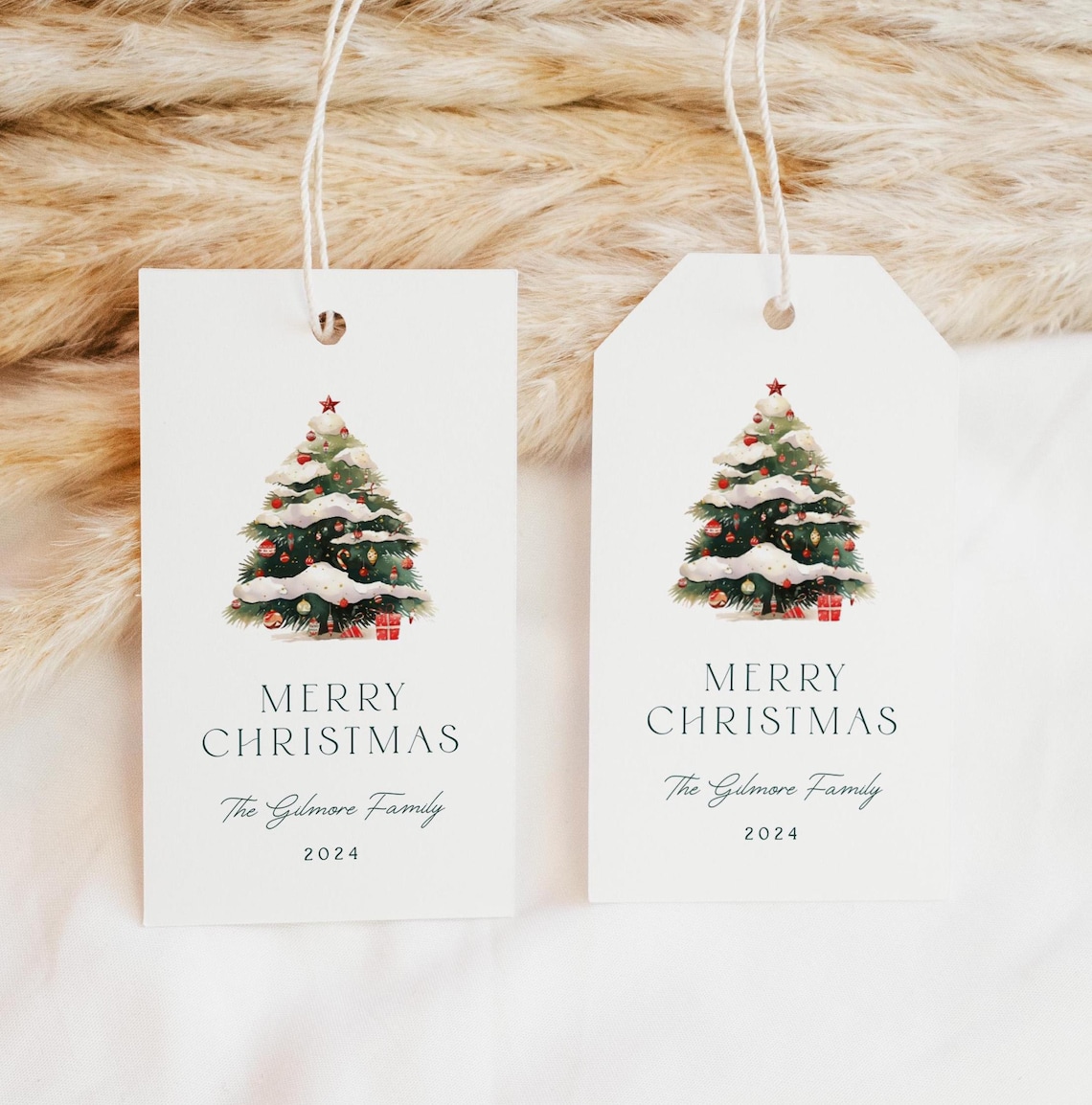 Christmas Tree Gift Tag Template, Vintage Christmas Gift Tag, Printable ...