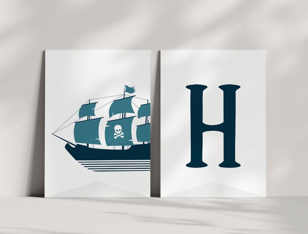 Pirate Birthday Banner Template, Pirate Flag Banner, Editable Pirate ...