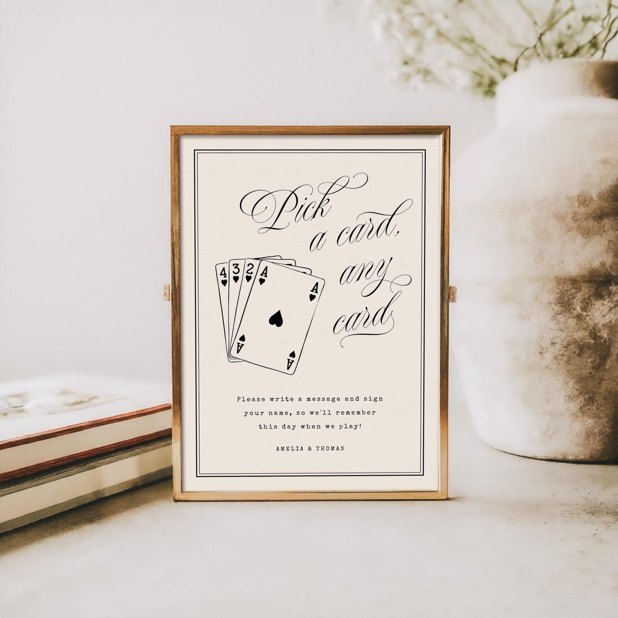 Pick a Card Sign Template, Playing Cards Wedding Sign, Playing Cards ...