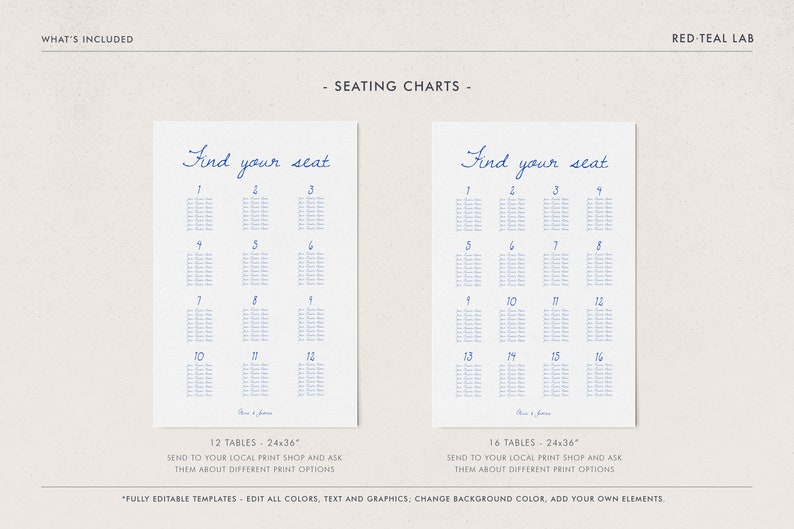 Modern Wedding Seating Chart Template, Handwritten Seating Chart ...