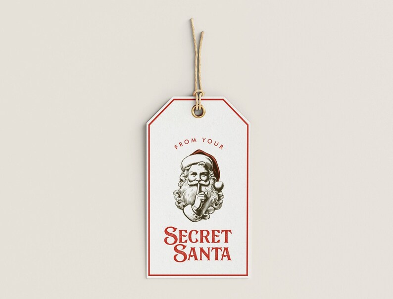Secret Santa Gift Tag Printable, Secret Santa Gift Tag Template, Secret ...
