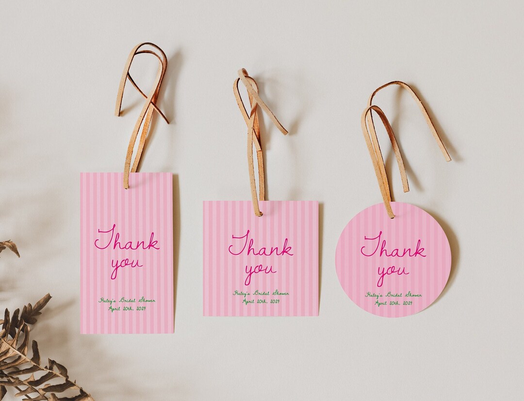 Pink Gift Tag Template, Handwritten Bridal Shower Favor Tag, Whimsical ...