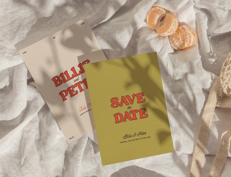 Modern Save the Date Template, Retro Save the Date, Colorful Save the ...