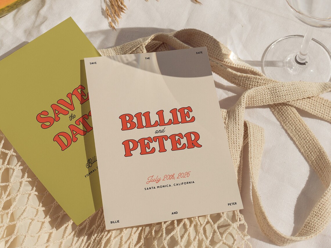 Modern Save the Date Template, Retro Save the Date, Colorful Save the ...