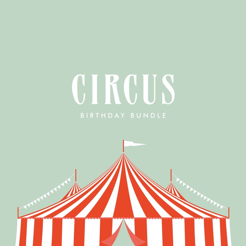 Circus Birthday Party Bundle, Circus Party Decorations Pack, Editable ...