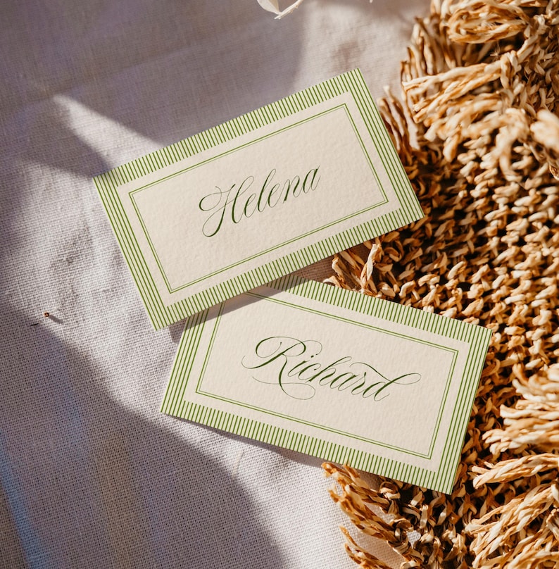 Retro Wedding Place Card Template, Modern Vintage Place Card Elegant ...