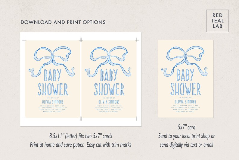 Pink Bow Baby Shower Invitation Template, Handwritten Baby Shower ...