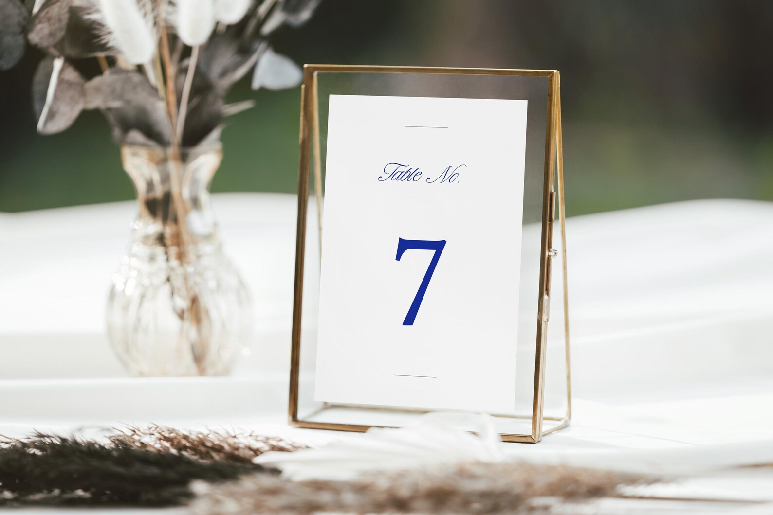 Modern Wedding Table Number Template, Retro Table Number Blue ...