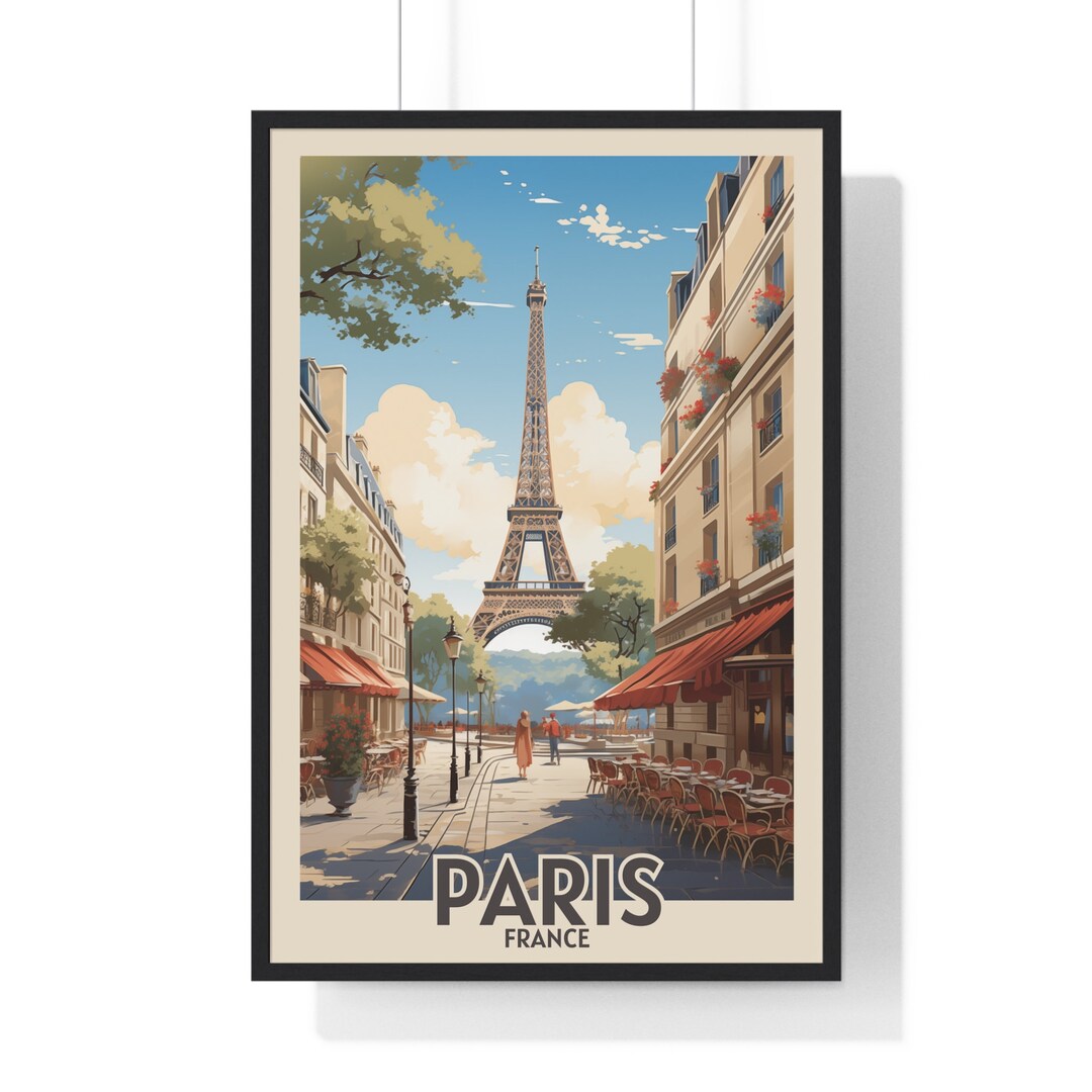 Retro Vintage Paris Poster With Eiffel Tower - Travel Poster - Parisian ...
