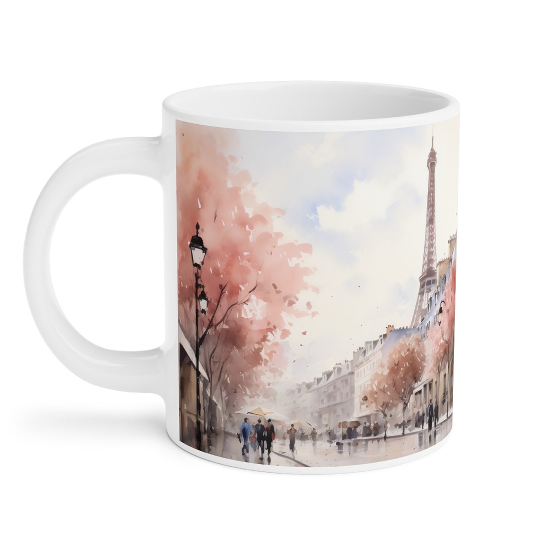 Parisian Streets & Eiffel Tower Coffee Mug 2 - Watercolor Painting - 3 ...