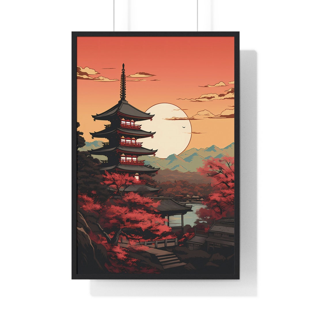 Kyoto Temple - Vintage Japanese Poster - Etsy