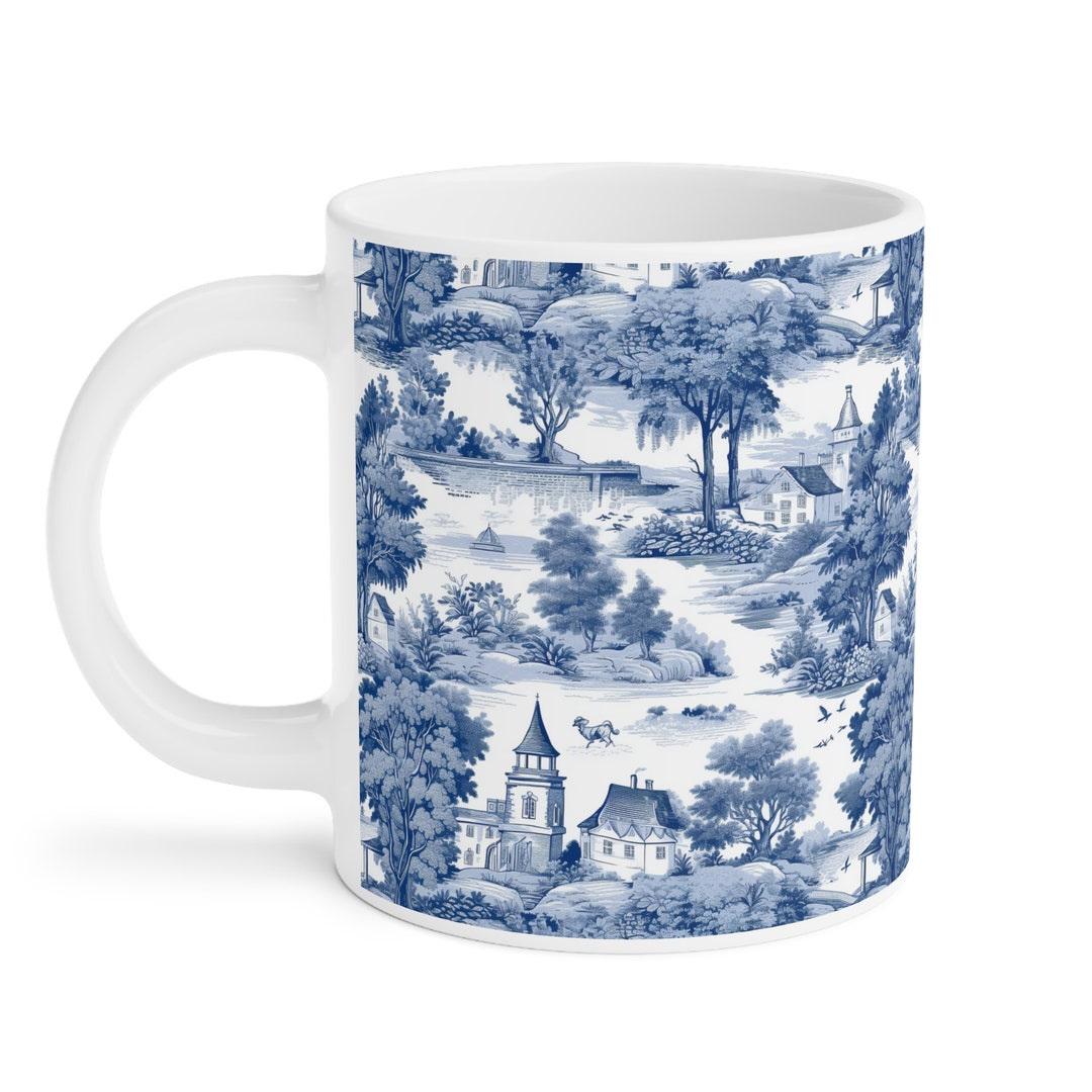 Blue Vintage French Ceramic Coffee Mug #2 - Toile De Jouy Collection ...