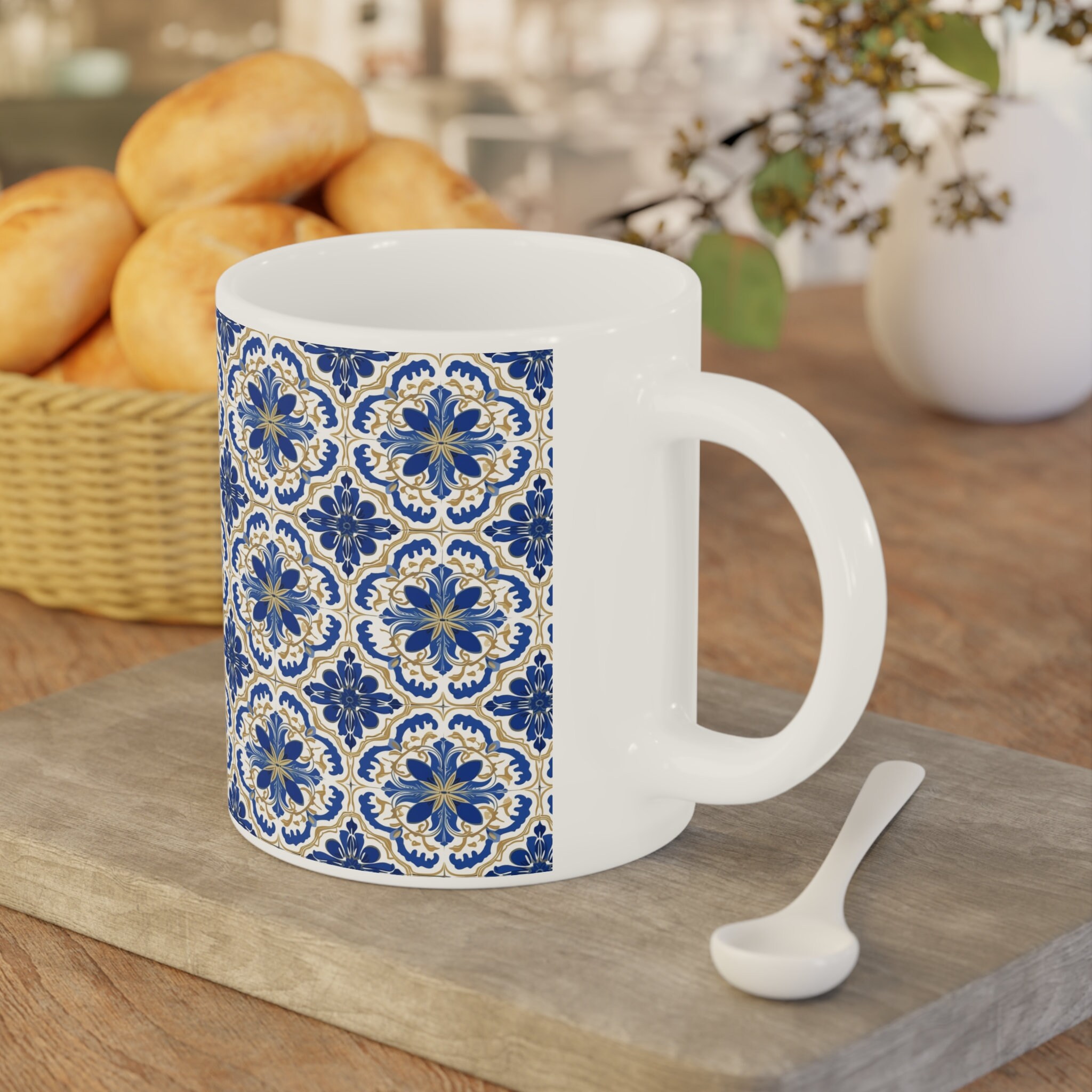 Portuguese Tiles (blue & Gold Azulejos) Coffee Mug #2 (world Tiles ...