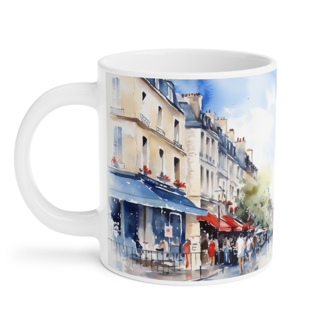Parisian Streets & Eiffel Tower Coffee Mug 3 - Watercolor Painting - 3 ...