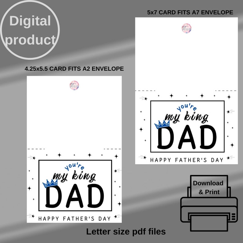 You're My King Dad Happy Father's Day Printable Card / Instant Download ...