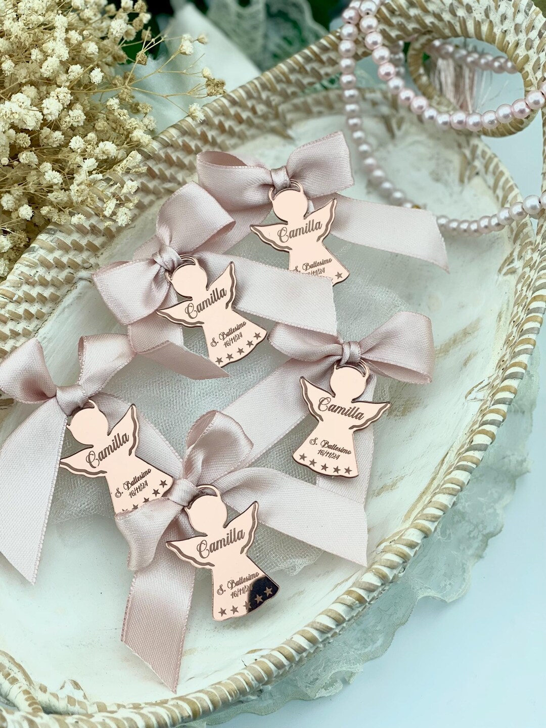 Personalized Angel Acrylic Mirror Tag: Baptism, Christening Favors - Etsy