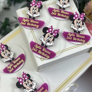 Uv-printed Acrylic Minnie Mouse Magnet: Personalized Birthday Party ...