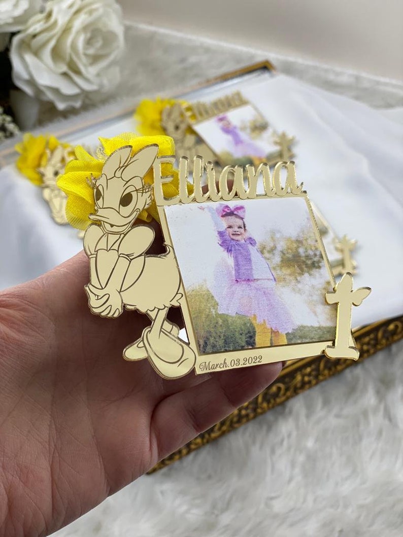 Personalized Daisy Duck Photo Frames Magnet First Birthday - Etsy