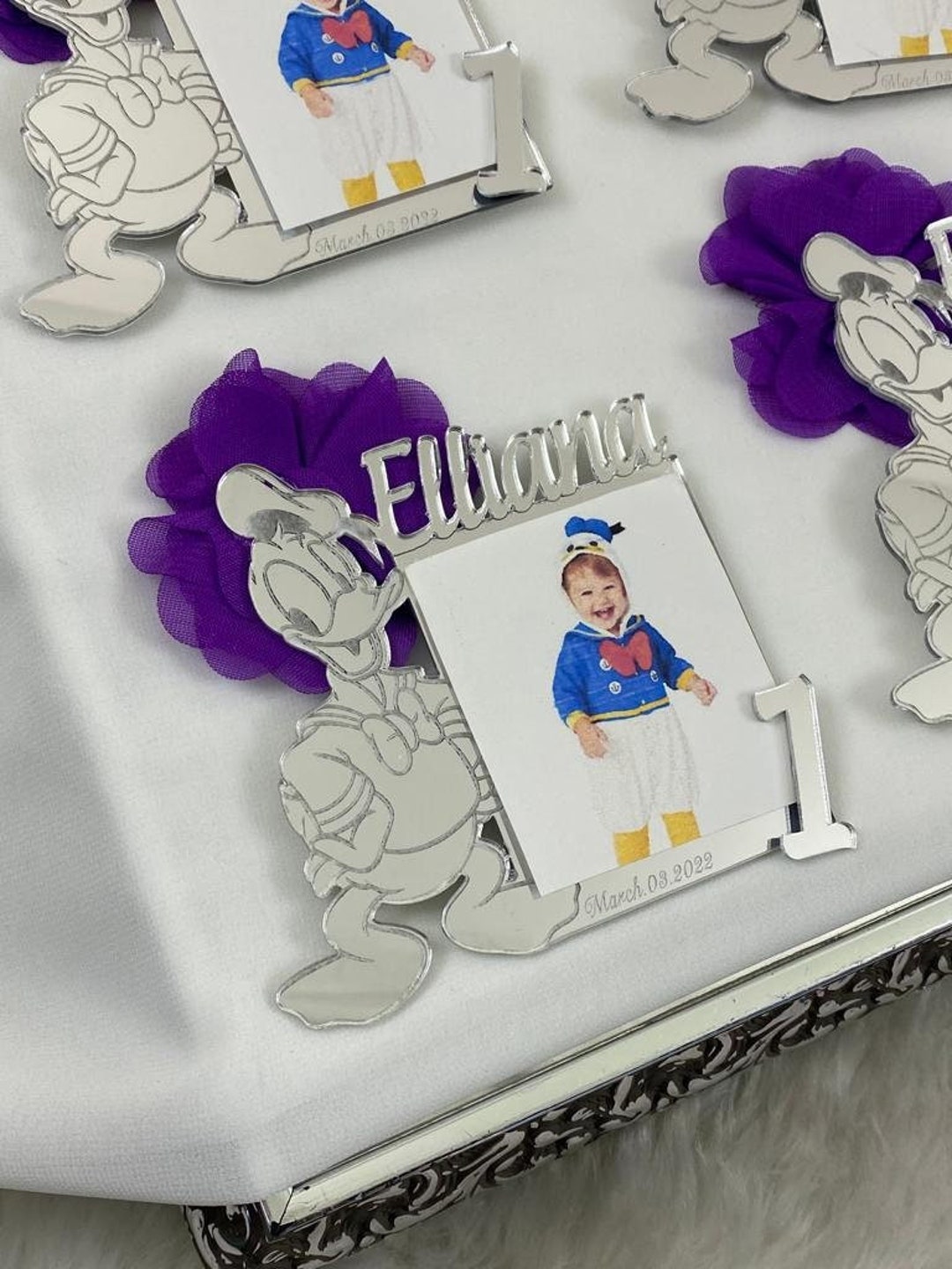 Personalized Donald Duck Photo Frames Magnet - 1st Birthday Favors ...