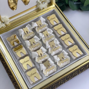 First Tooth Baby Boy Chocolate Box, Fairy Party Favors, Tooth Birthday ...