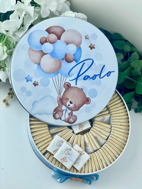 Balloon Bear themed Personalized Chocolate Box Welcome Baby Shower Gifts Custom Baby Boy Favors Newborn Chocolate Baptism Favors Boy Etsy Canada