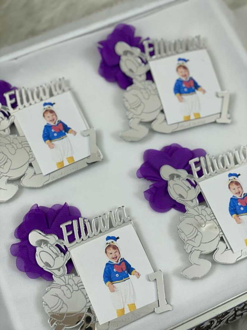 Personalized Donald Duck Photo Frames Magnet 1st Birthday - Etsy