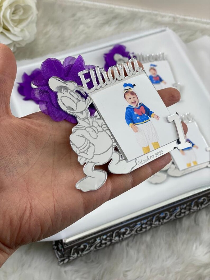Personalized Donald Duck Photo Frames Magnet 1st Birthday - Etsy