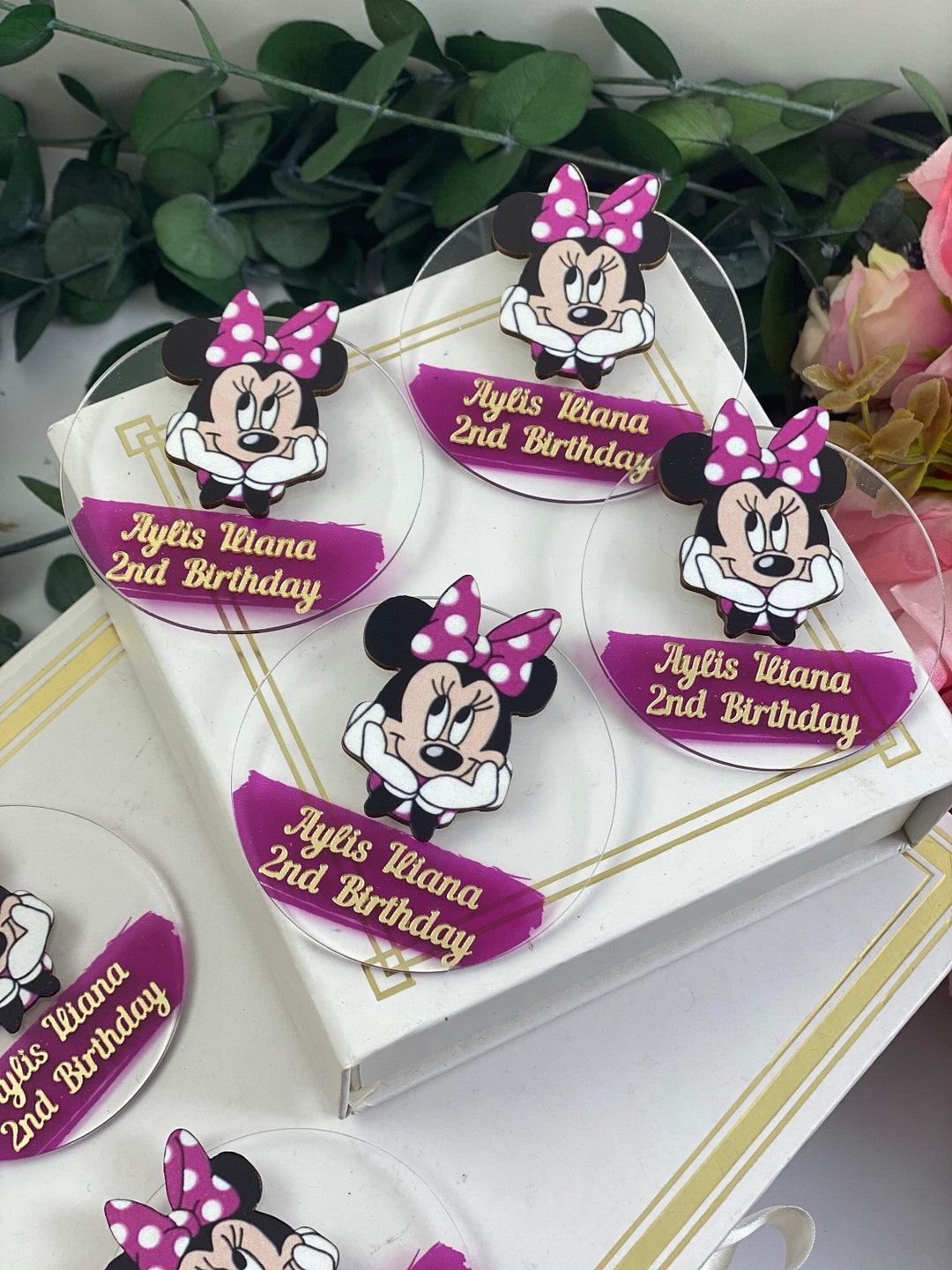 Uv-printed Acrylic Minnie Mouse Magnet: Personalized Birthday Party ...