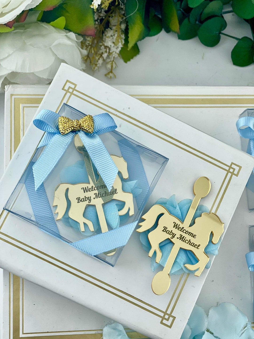 Personalized Carousel Mirror Magnet Party Favor, First Birthday Gift ...