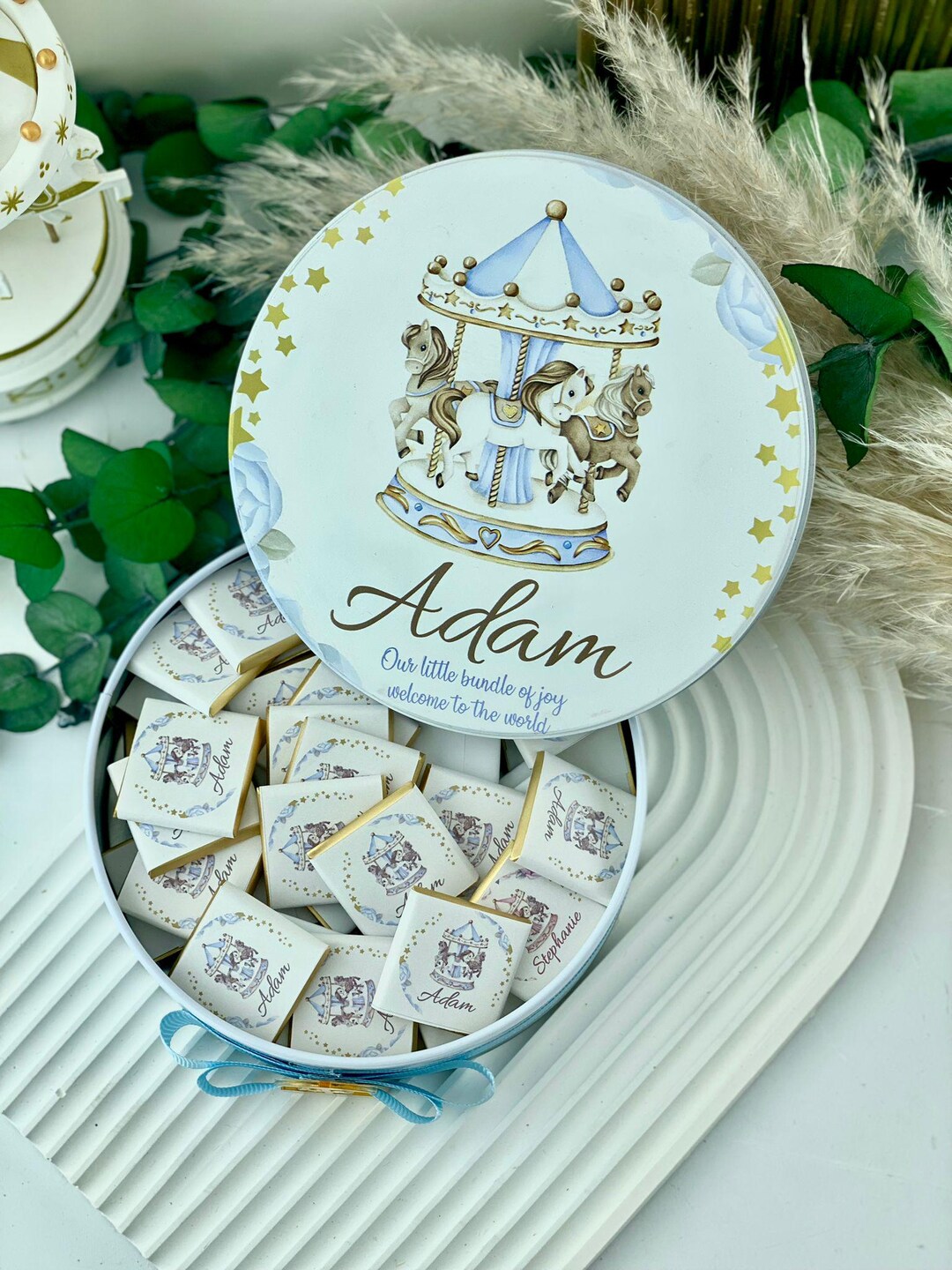 Carousel Chocolate Box: Personalized Baby Shower Favors - Etsy