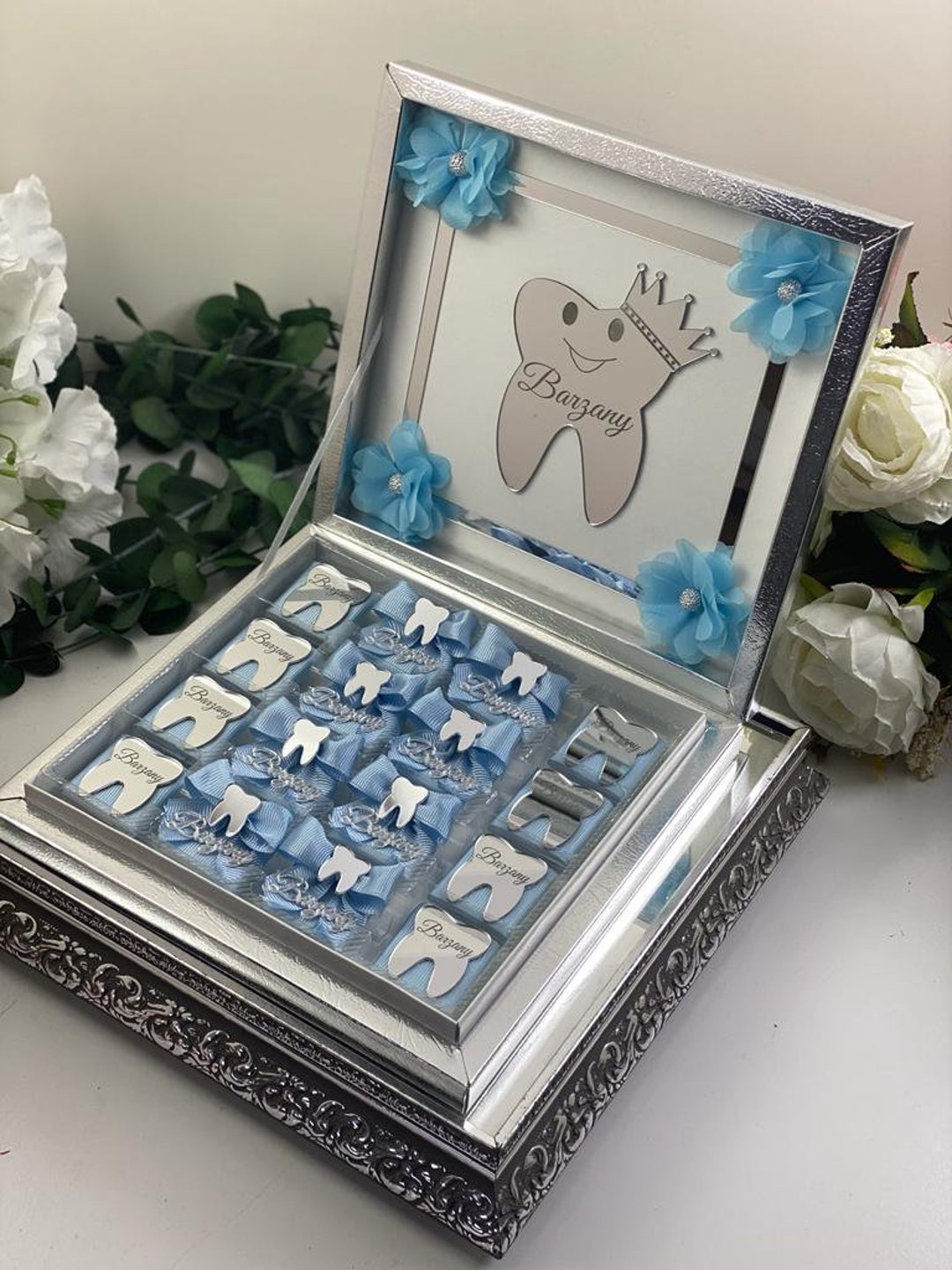 First Tooth Baby Boy Chocolate Box, Fairy Party Favors, Tooth Birthday ...