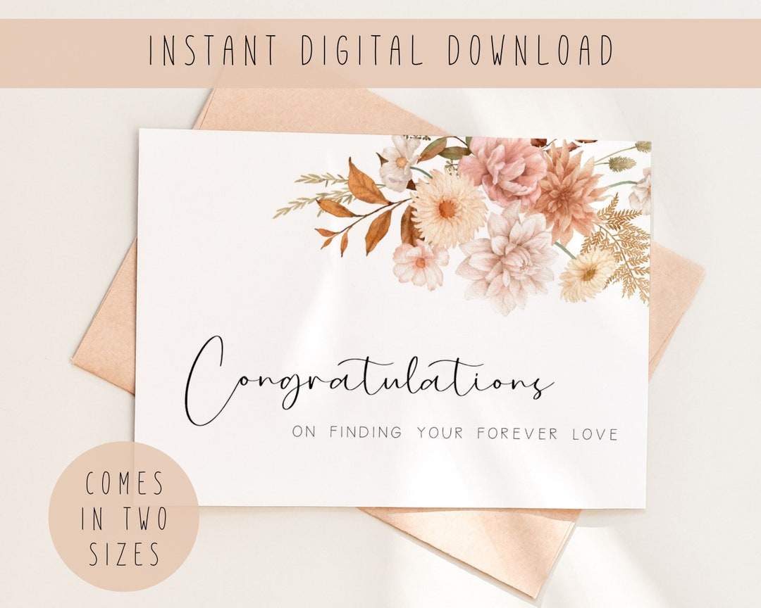 Fall Wedding Card,printable Wedding Card,wedding Congratulations Card ...