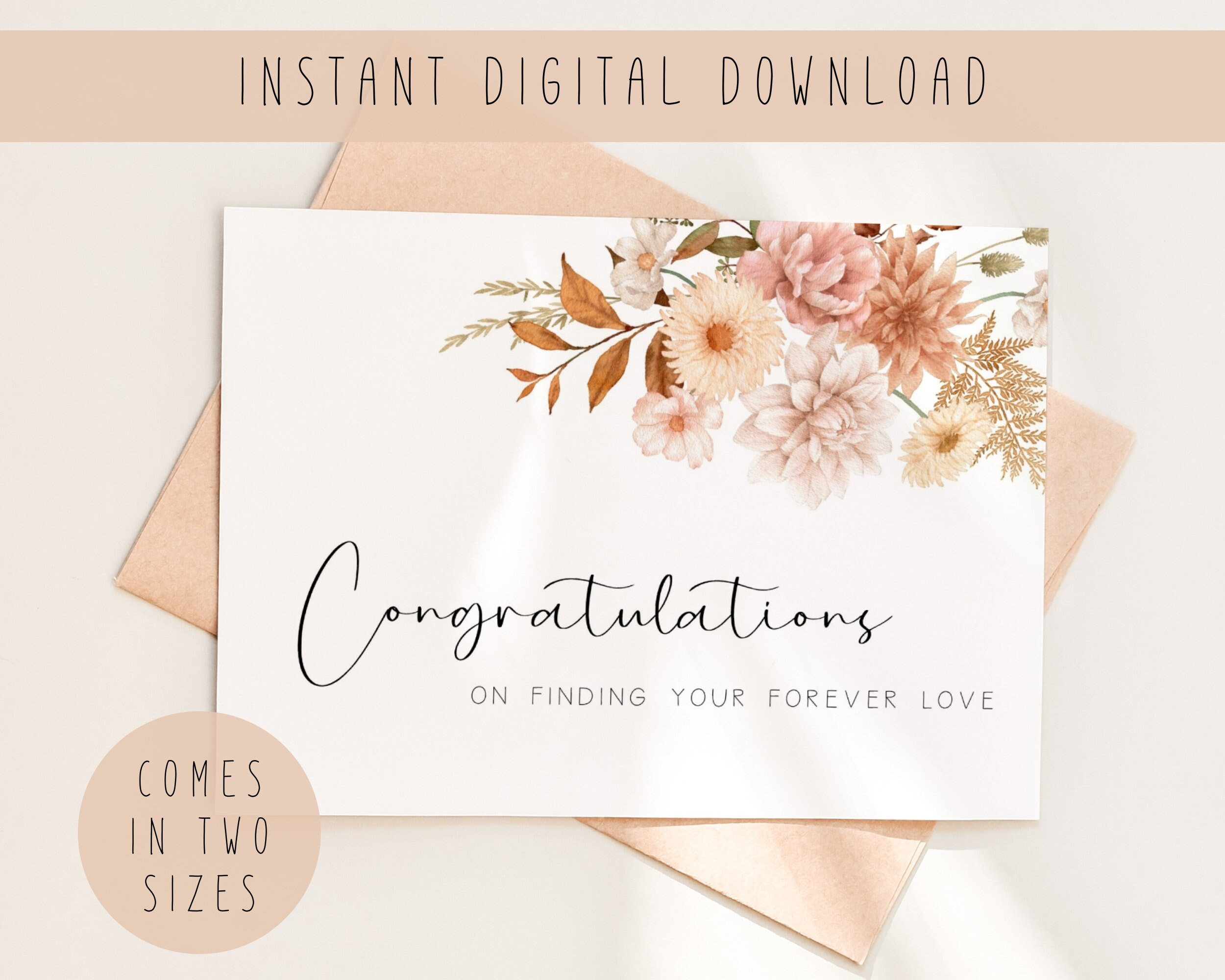 Fall Wedding Card,printable Wedding Card,wedding Congratulations Card ...