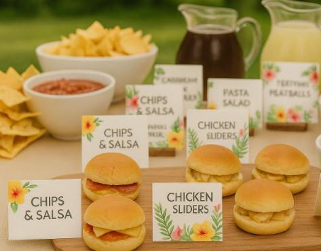 Tropical Food Labels – Printable Buffet Signs – Luau, Wedding, Shower ...
