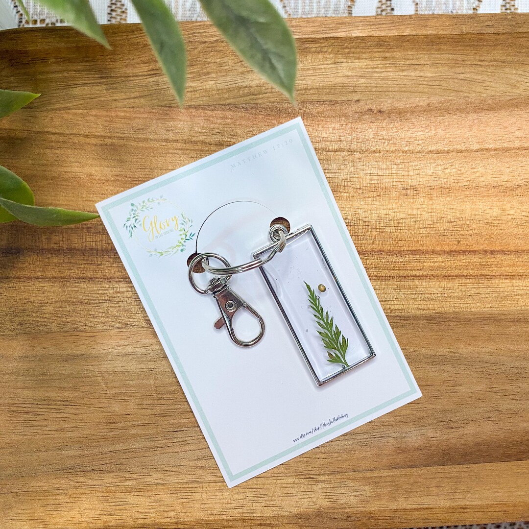 Mustard Seed Key Chain, Mustard Seed Resin Key Chain , Dried Flower ...