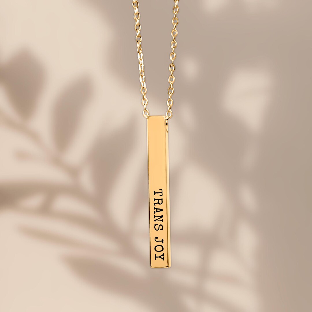 Trans Joy 3D Bar Necklace | Transgender Jewelry | Trans Gift | Trans ...