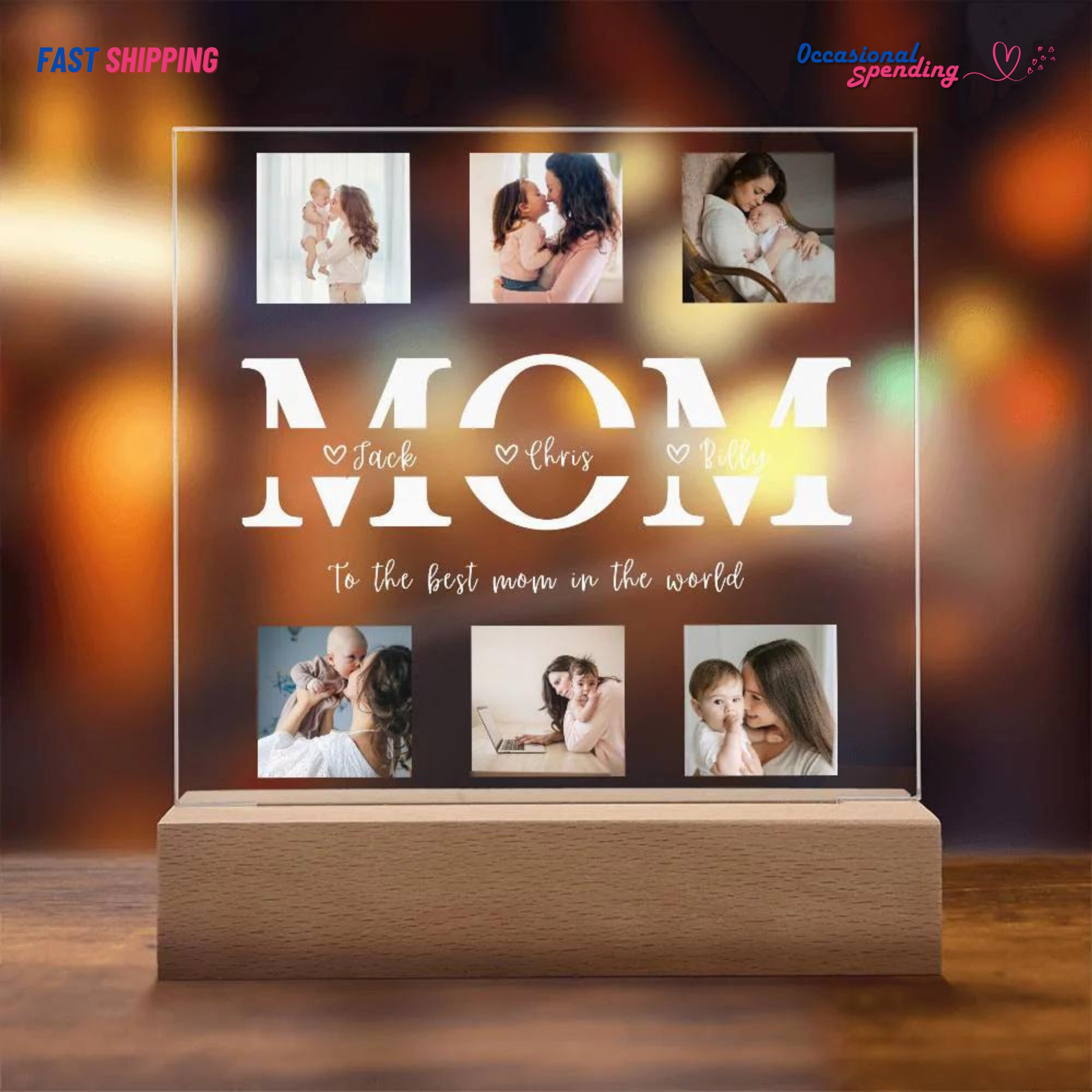 Personalized Acrylic Plaque for Mothers Day, Custom Name Plaque Mothers ...