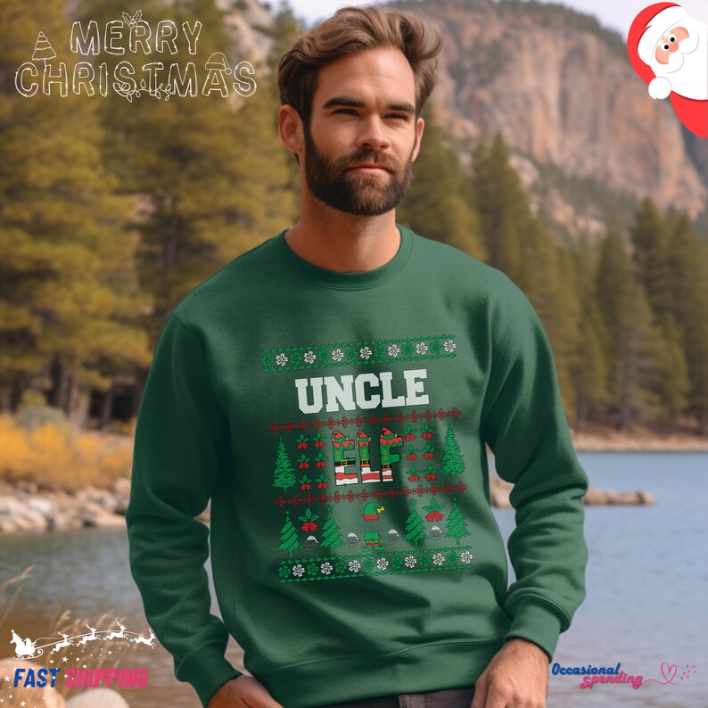 Elf Uncle Sweatshirt Merry Uncle Ugly Sweater Gift for - Etsy