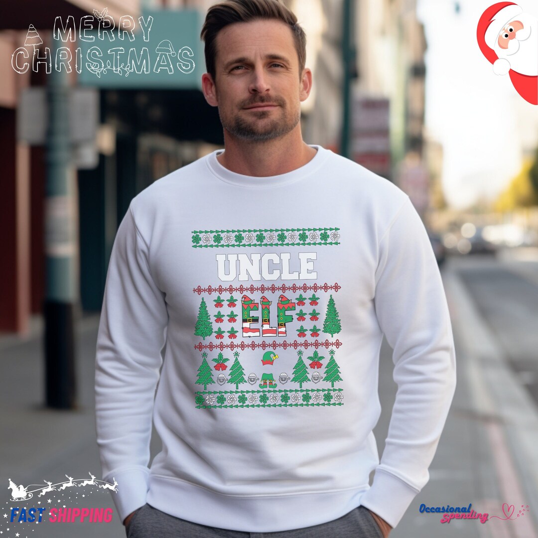 Elf Uncle Sweatshirt Merry Uncle Ugly Sweater Gift for - Etsy