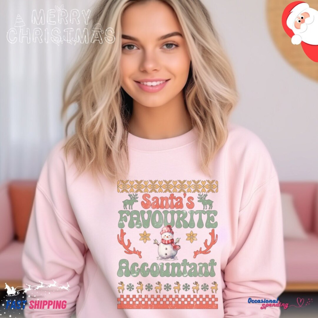 Santa's Favorite Accountant Ugly Christmas Sweatshirt, Accountant Xmas ...