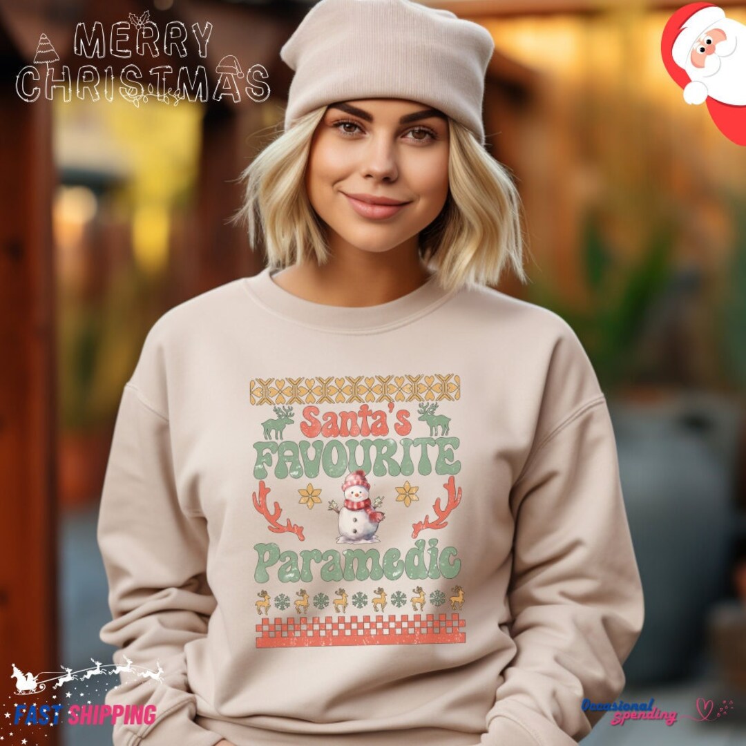 Santa's Favourite Paramedic Ugly Christmas Sweatshirt, Holiday Medic ...