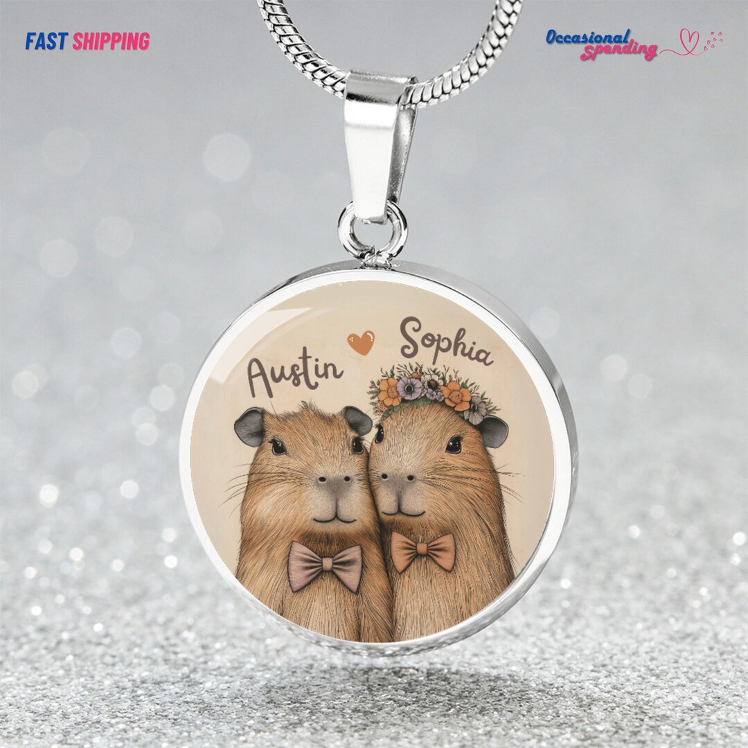 Personalized Couple Capybara Necklace, Valentines Day Gift, Necklace ...